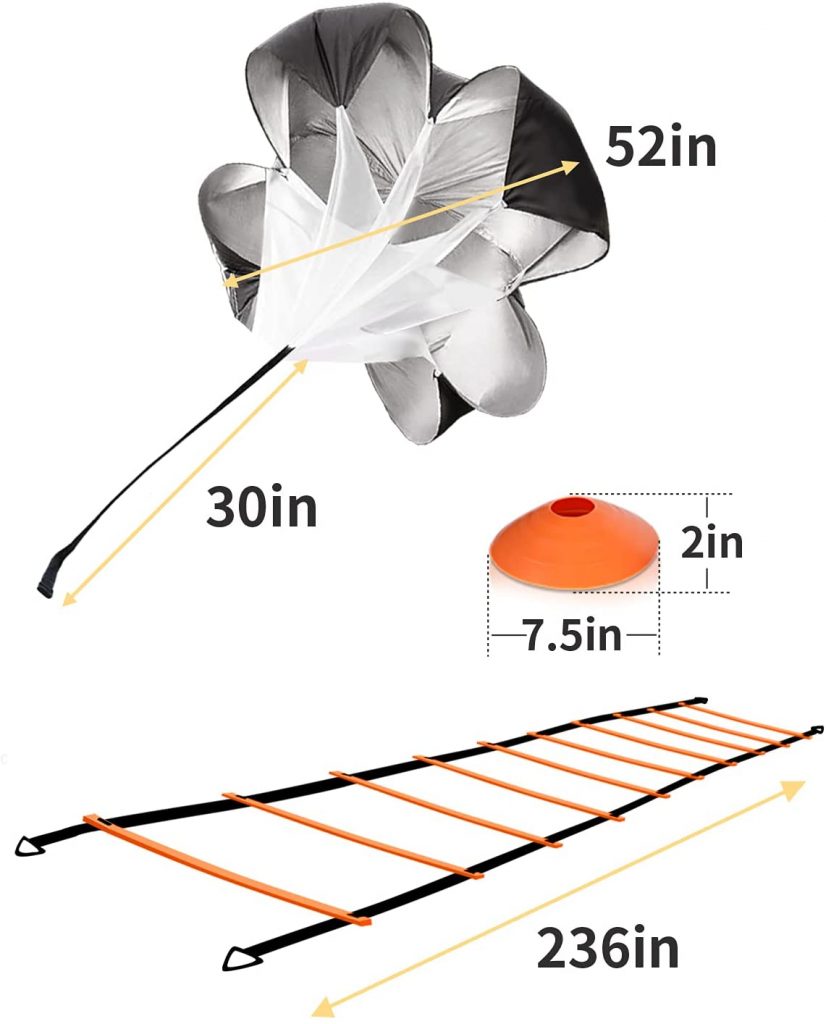 GHB Pro Agility Ladder Agility Training Ladder Speed 12 Rung 20ft with 10 Cones and Resistance ...