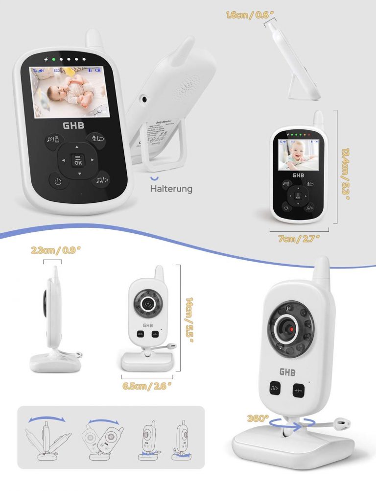 GHB Babyphone mit Kamera Video Baby Monitor 2,4 GHz Gegensprechfunktion ...